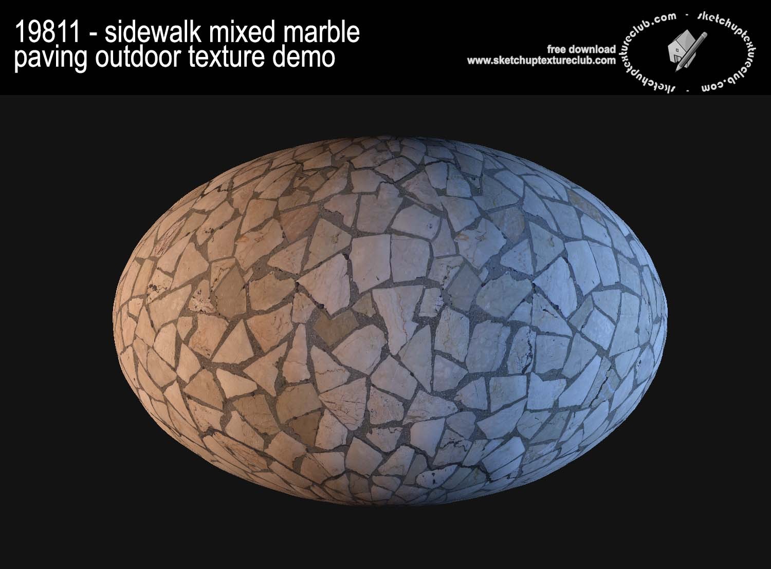 Sidewalk mixed marble paving outdoor texture seamless 19811