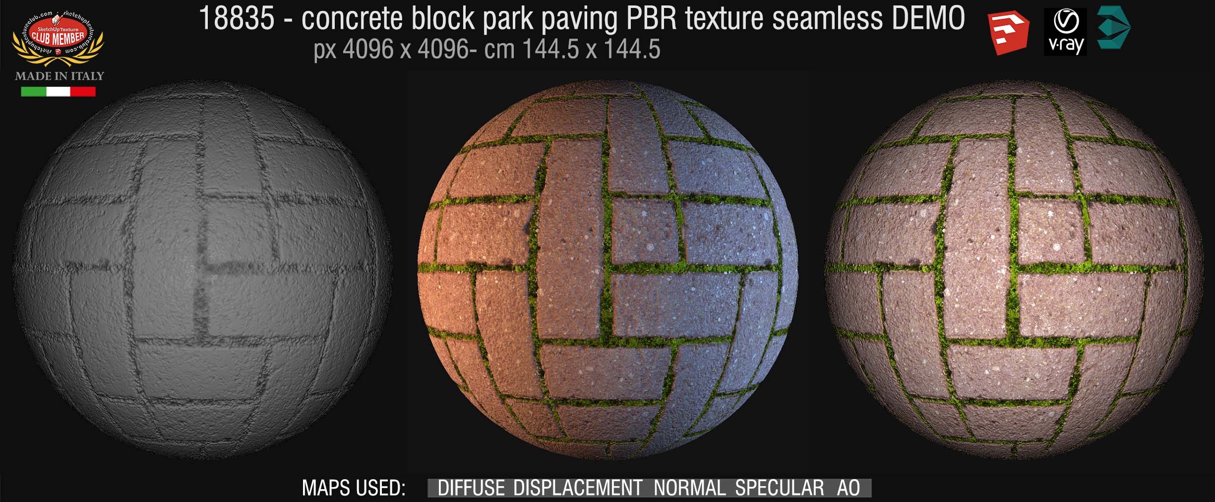Concrete block park paving texture seamless 18835