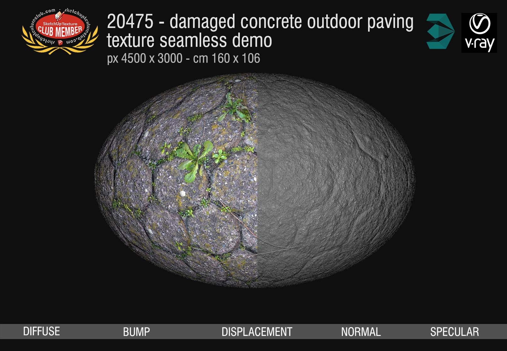 Concrete paving outdoor damaged texture seamless 20475