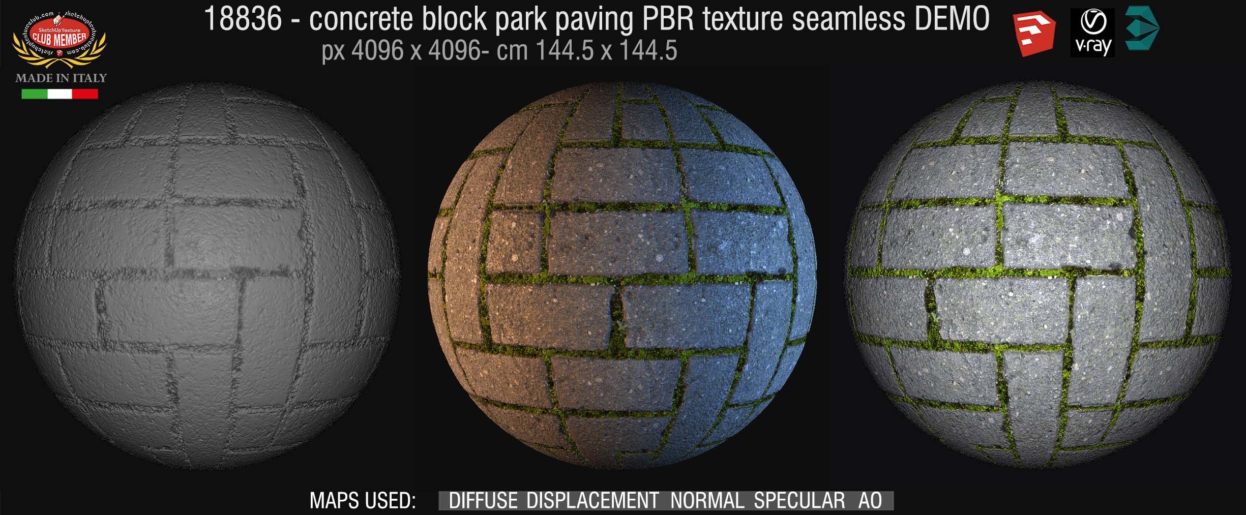 Concrete block park paving texture seamless 18836