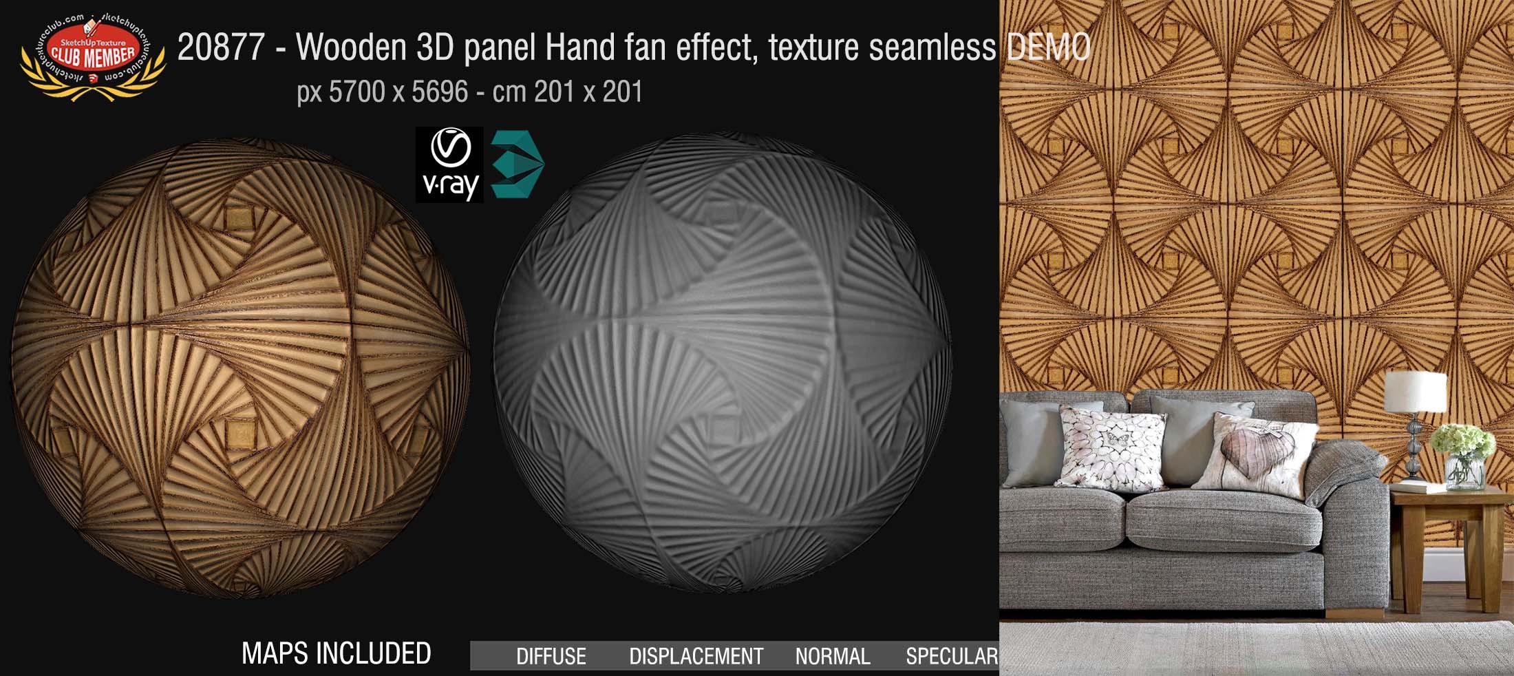 Wooden 3d panel hand fan effect texture seamless 20877