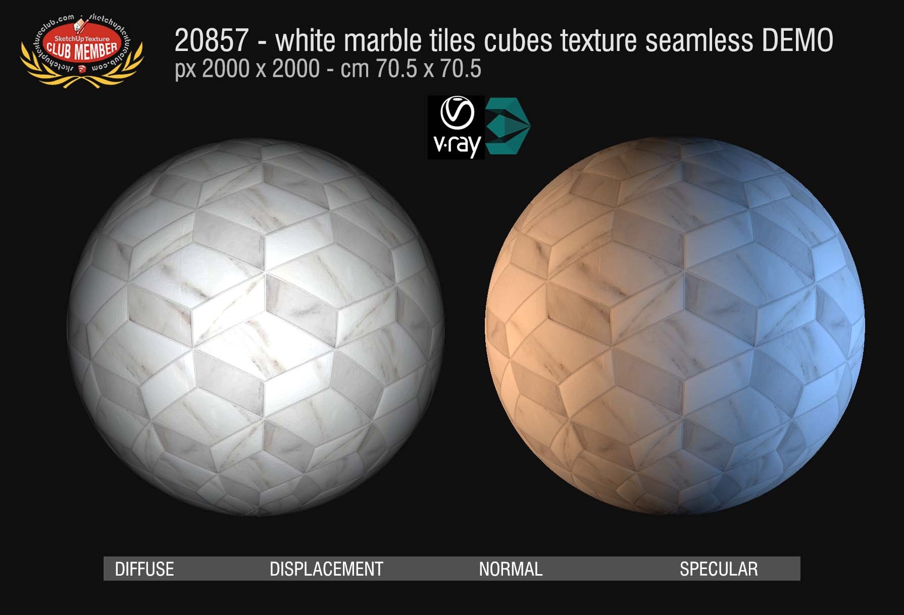 White marble tiles cubes texture seamless 20857