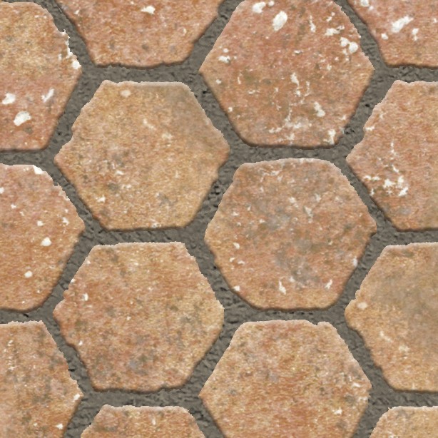 Terracotta paving outdoor hexagonal texture seamless 06023