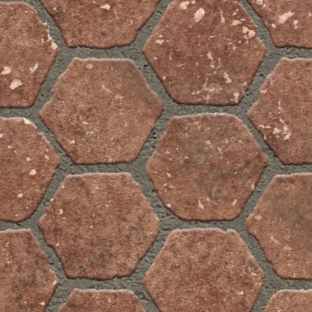 Terracotta paving outdoor hexagonal texture seamless 06024
